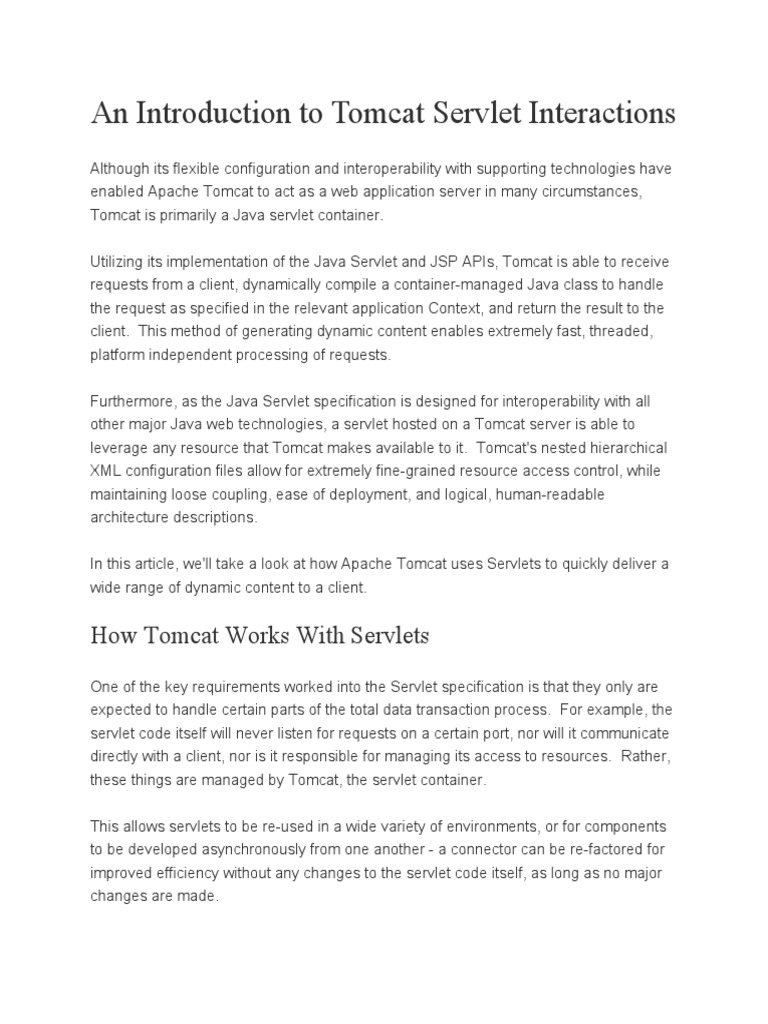 Tomcat Servlet Interaction Pdf Java Programming Language