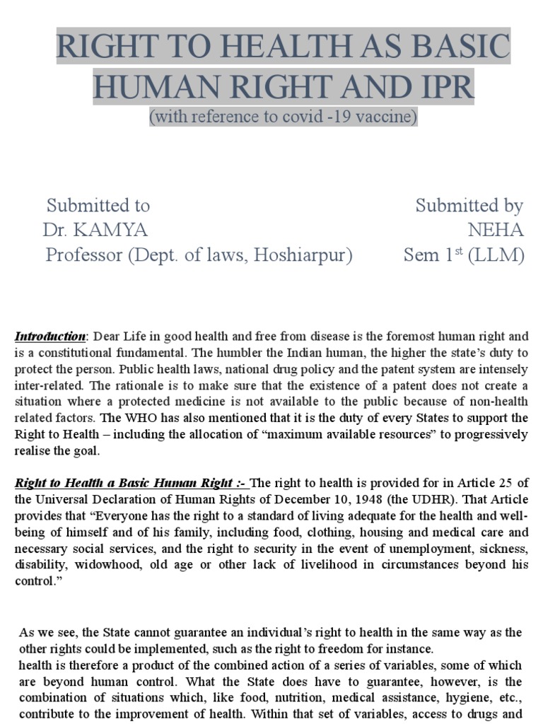 IPR's Impact on Health Rights in India | PDF | Patent | Intellectual ...