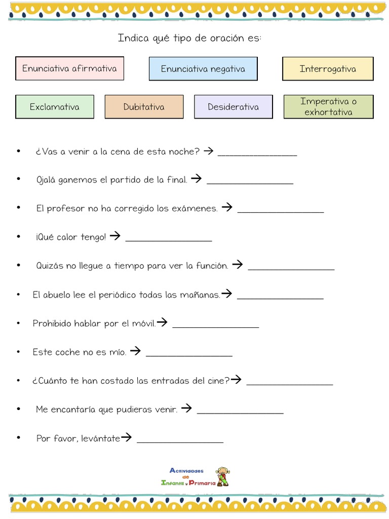 Tipos de Oraciones en Español | PDF