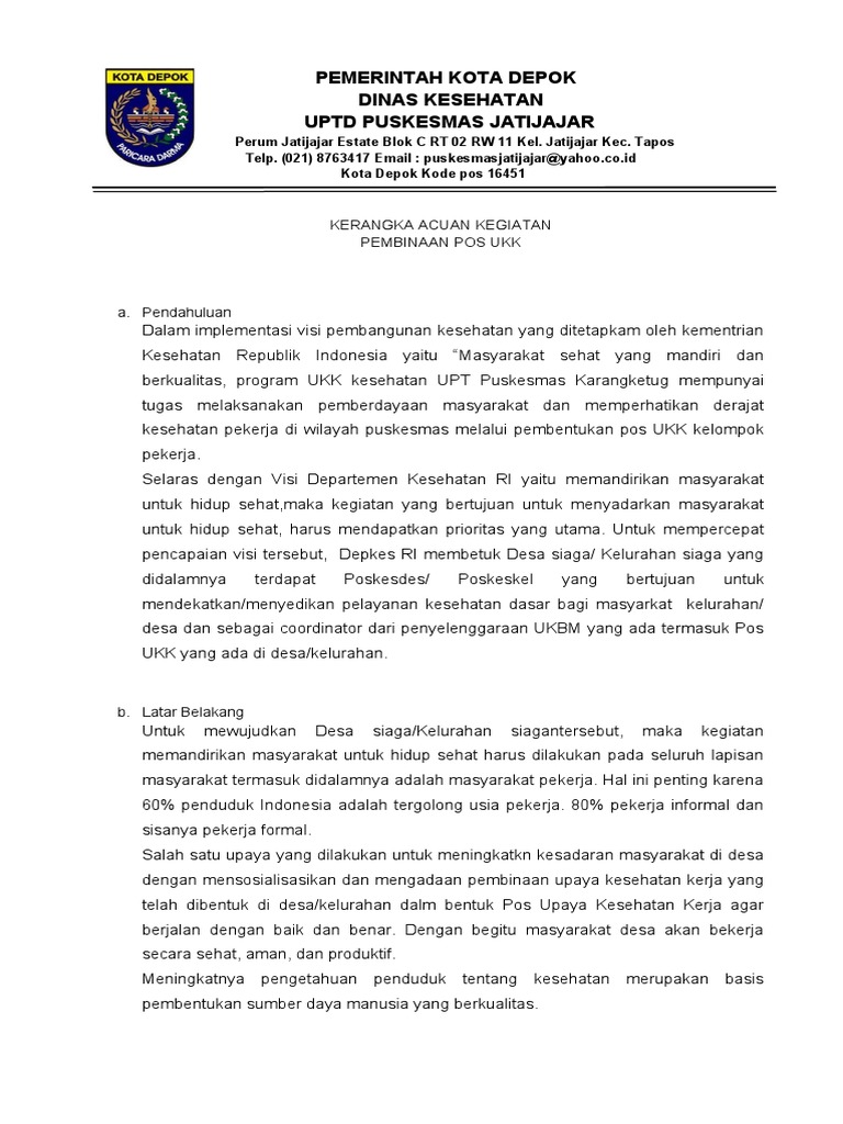 RANCANGAN PROGRAM KERJA POS UKK PUSKESMAS JATIJAJAR | PDF