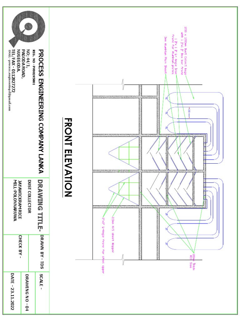 Dust Collector Front Elevation Drawing | PDF