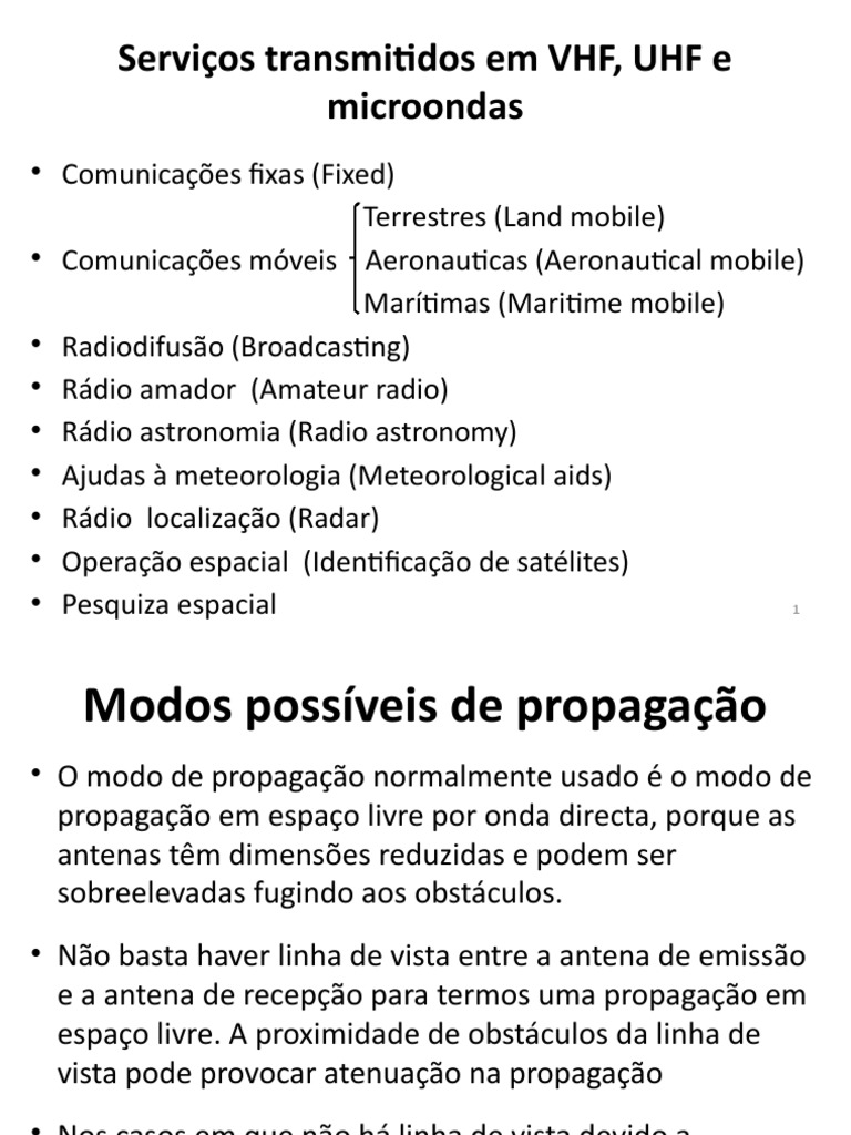 Propagação em VHF, UHF, SHF e EHF4 | PDF | Radiodifusão | Antena (rádio)