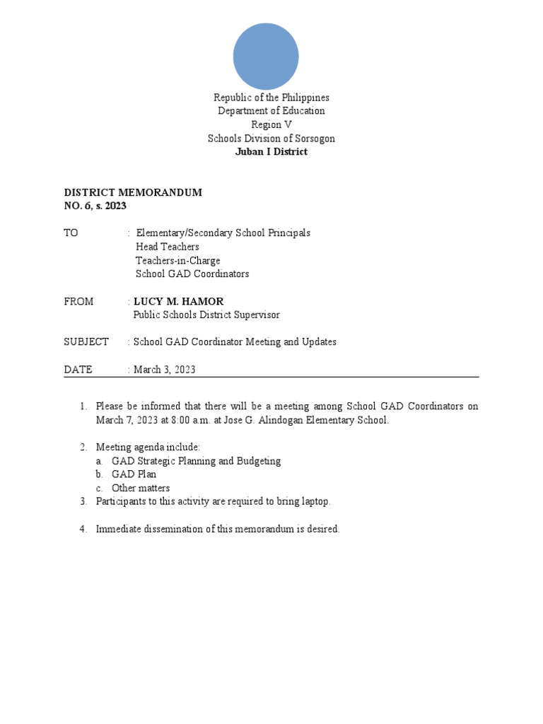 Gad District Memo | PDF