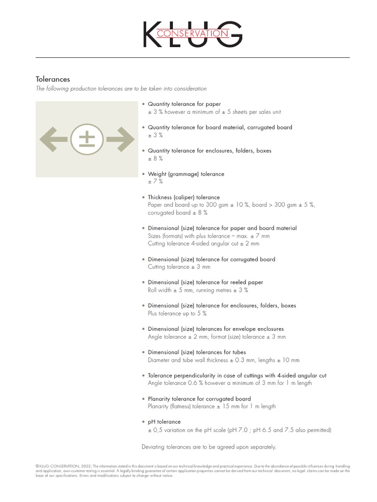 Standard Tolerances for Paper and Board | PDF | Engineering Tolerance ...