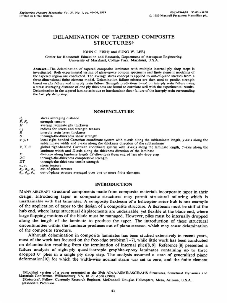 Delamination of Tapered Composite Structures PDF | PDF