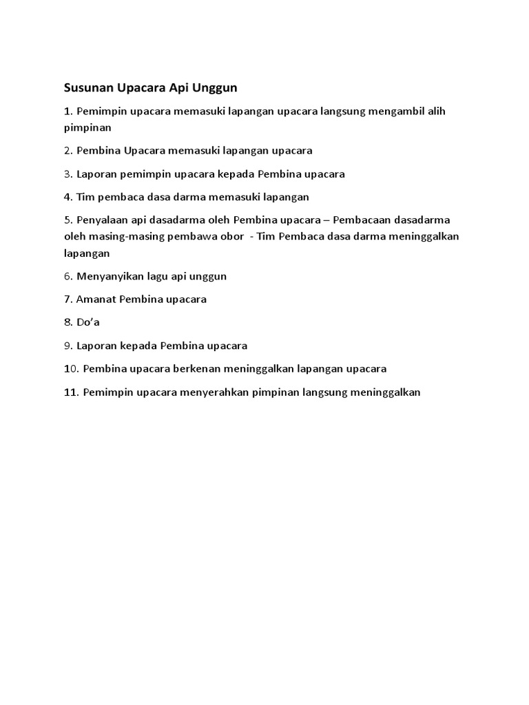 Susunan Upacara Api Unggun | PDF