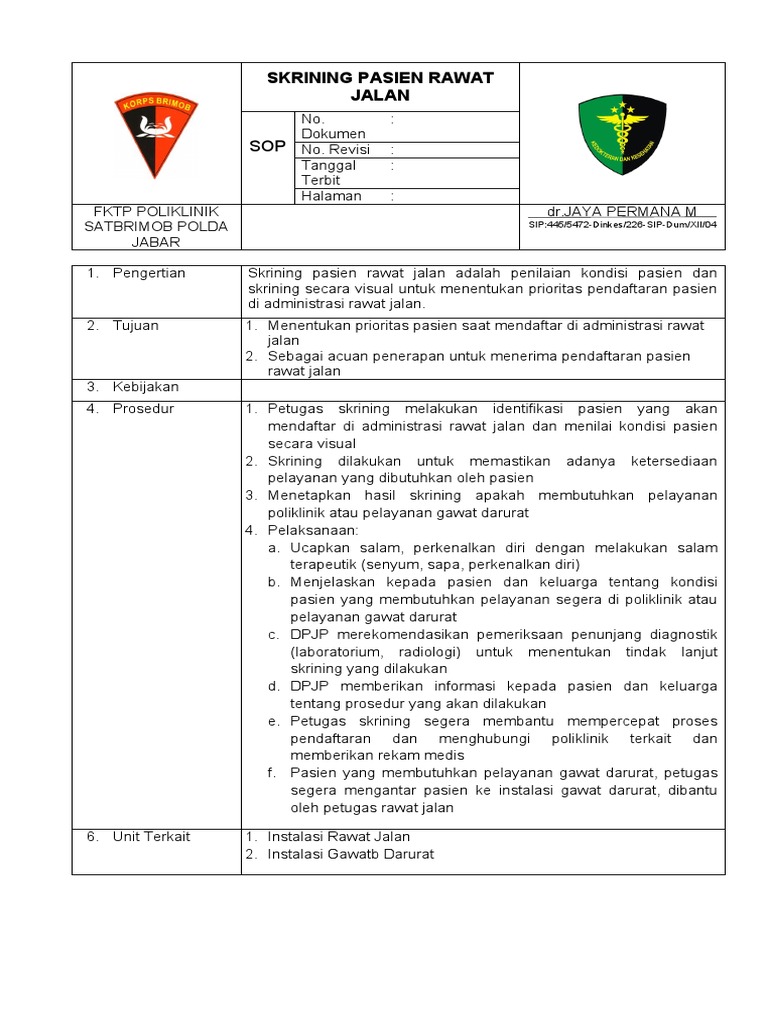 SOP SKRINING PASIEN.docx | PDF