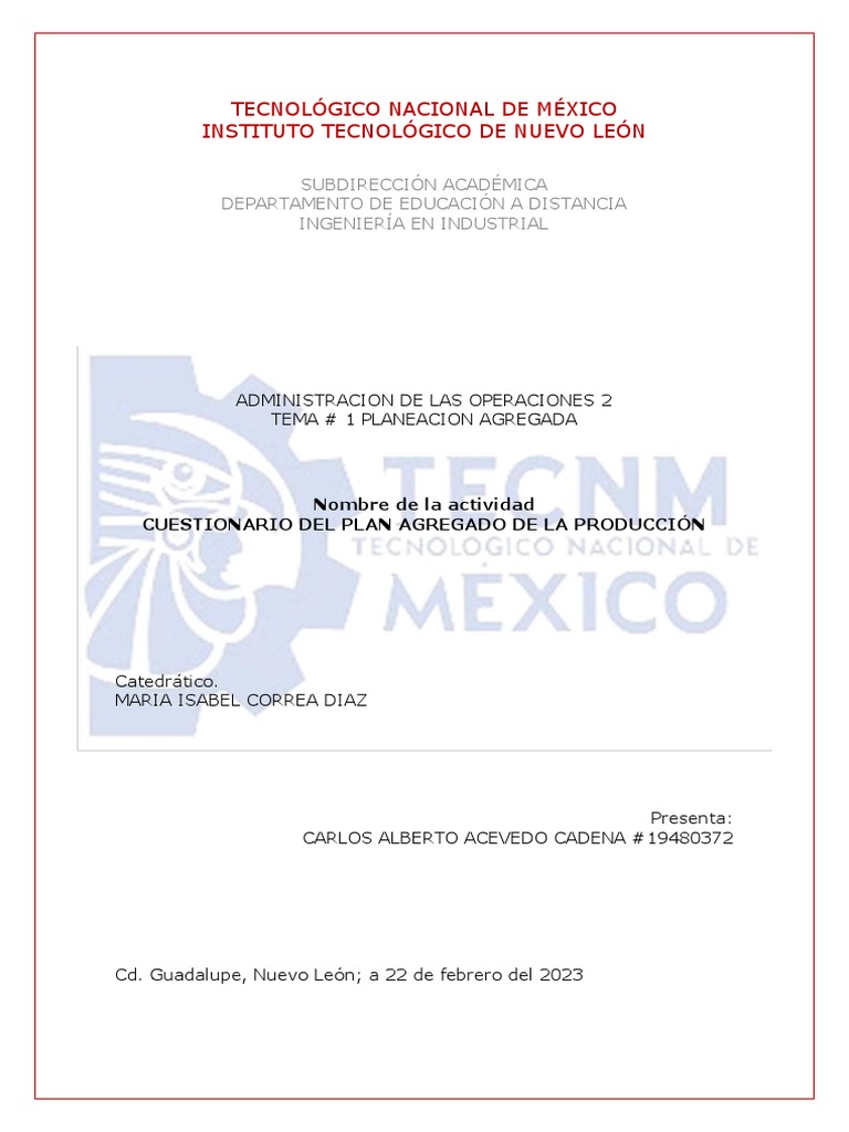 U1 Act1 Cuestionario - PAP | PDF | Planificación | Inventario