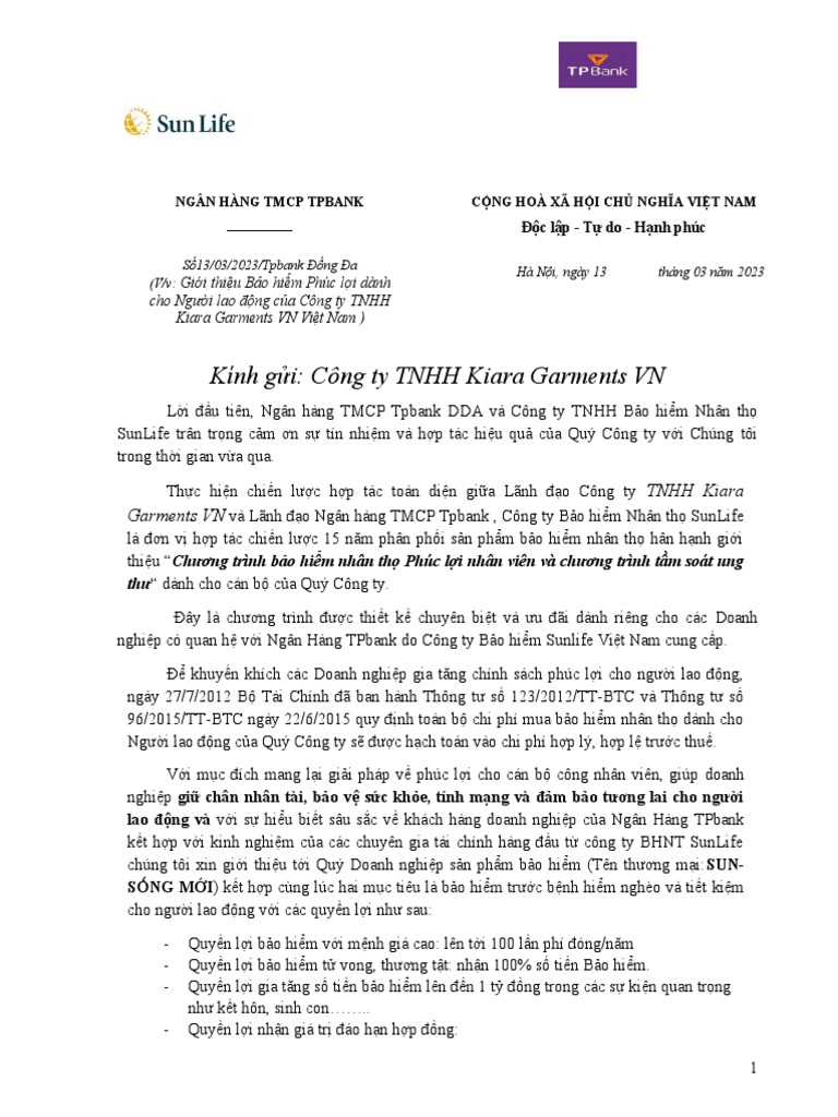 Thư ngỏ KH Doanh Nghiệp TPbank | PDF