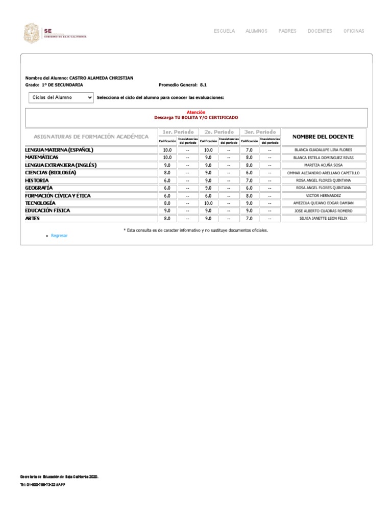Boleta 1ro Christian PDF | PDF