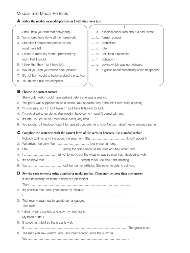 Grammar Modals and Modal Perfects | Download Free PDF | Grammar | Linguistic Morphology