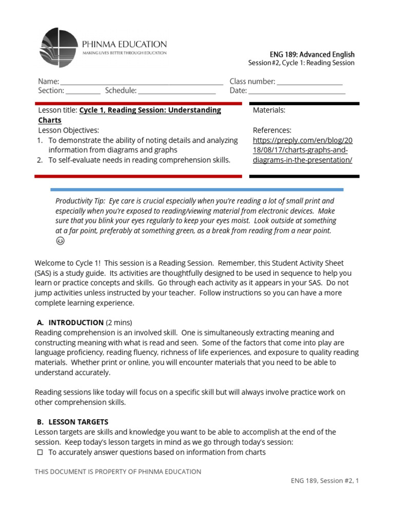 SAS #2a - Reading ENG 189 - Swu | PDF | Reading Comprehension | Chart