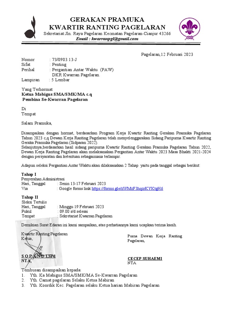 Surat Paw DKR PGL 21-24 | PDF