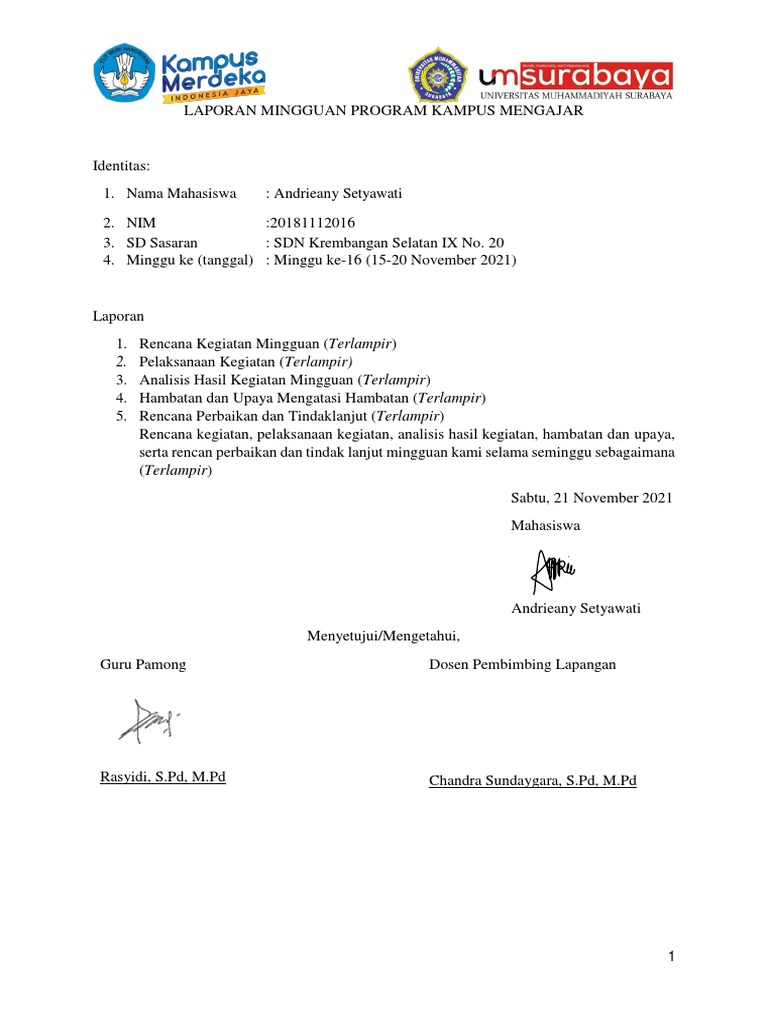 Laporan Minggu 16 Kampus Mengajar 2_Andrieany.pdf | PDF