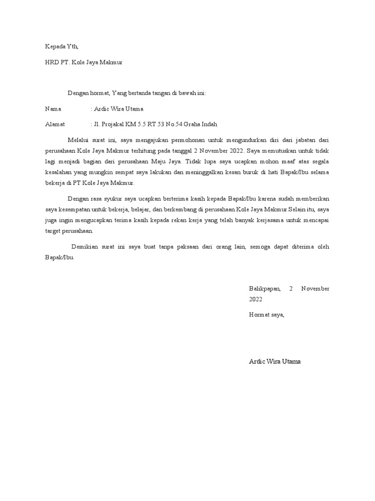 Surat Resign | PDF