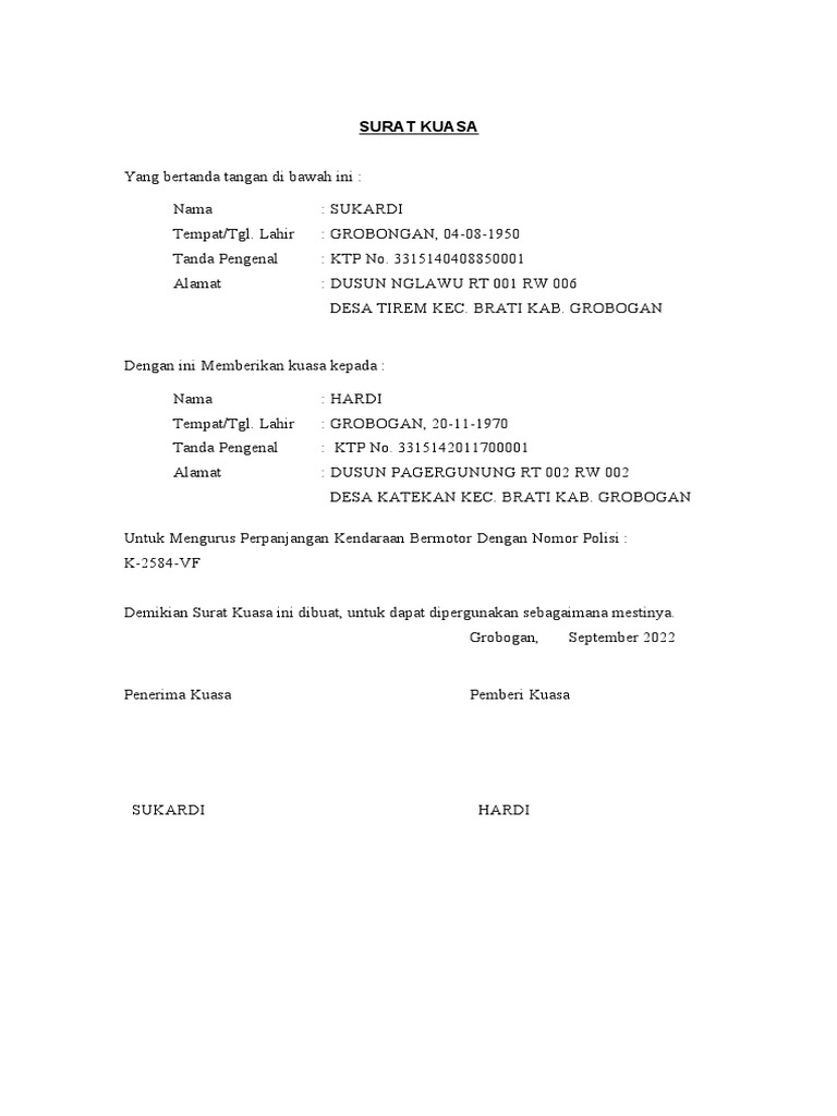 FORM-SURAT - Kuasa | PDF
