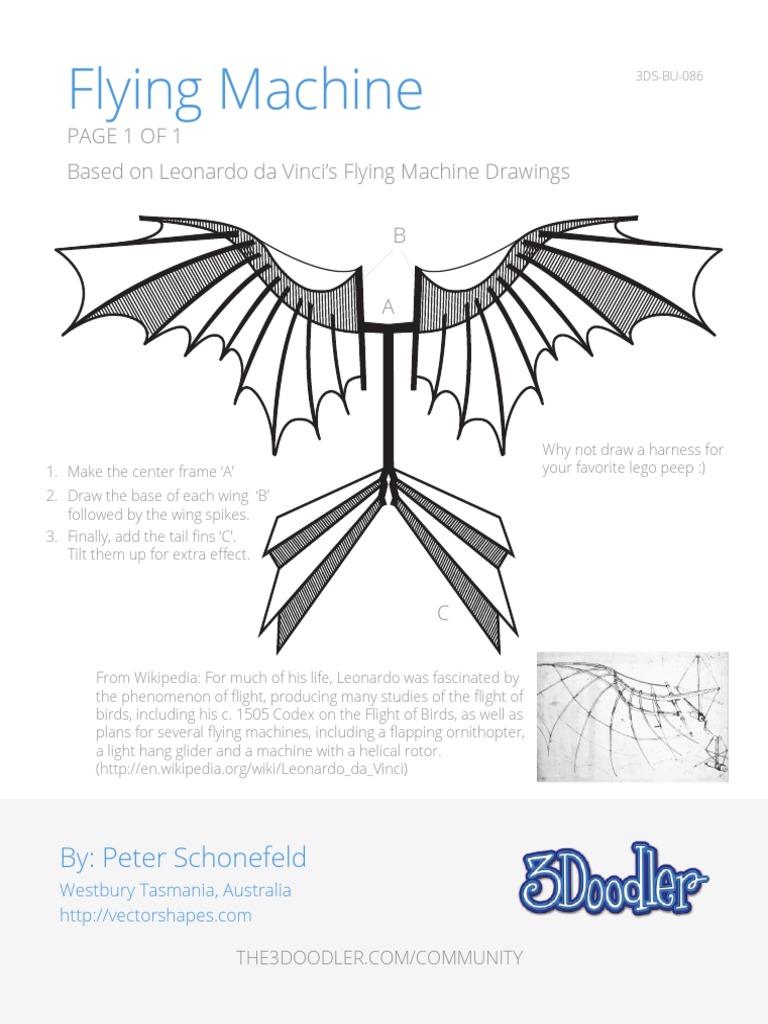 Leonardo's Flying Machine Drawing Guide | PDF