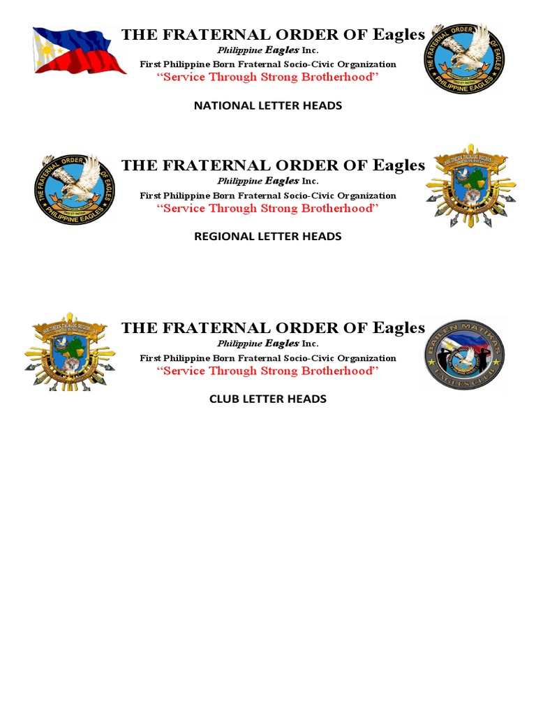 Philippine Eagles Fraternal Organization Letterheads | PDF