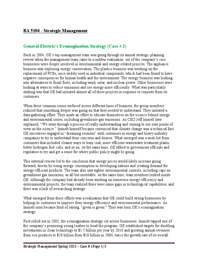 GE Ecomagination Strategy Overview | PDF | Efficient Energy Use ...