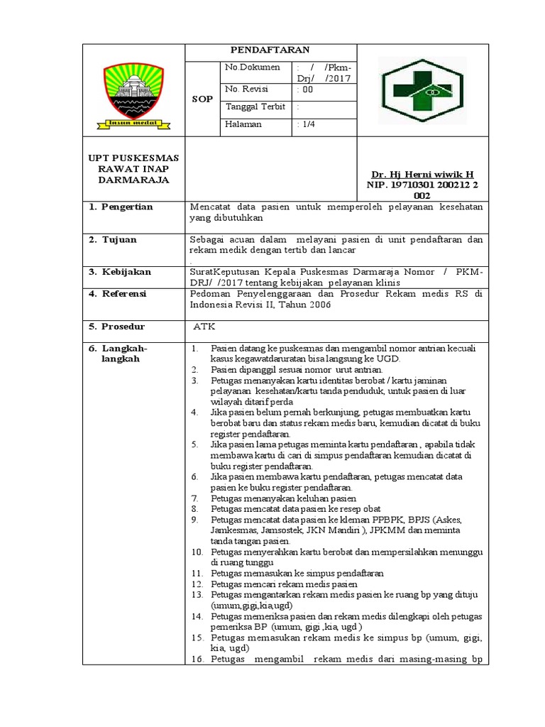 Ep. 7.1.1.1 Sop Pendaftaran | PDF | Hukum
