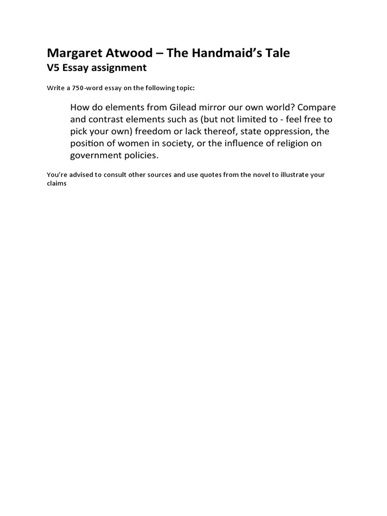 V5 - Essay - Handmaid's Tale | PDF