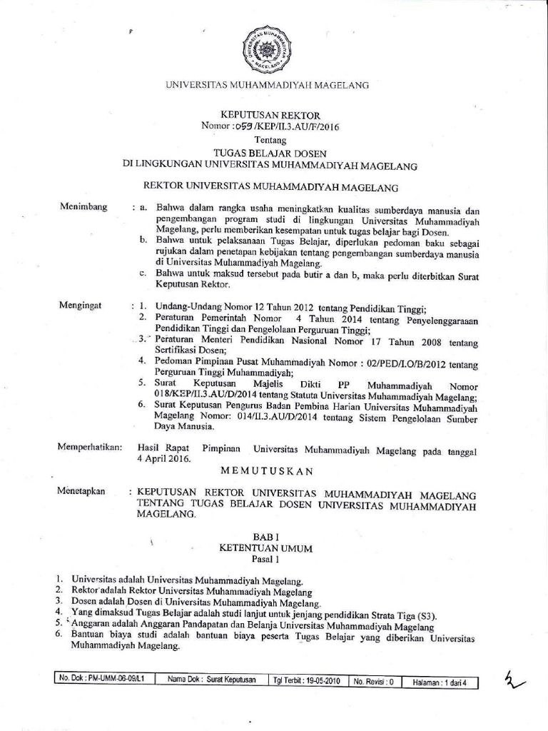 Tugas Belajar Dosen | PDF