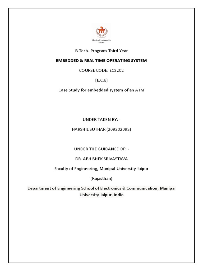 Case Study of Atm Embedded System PDF | PDF | Automated Teller Machine ...