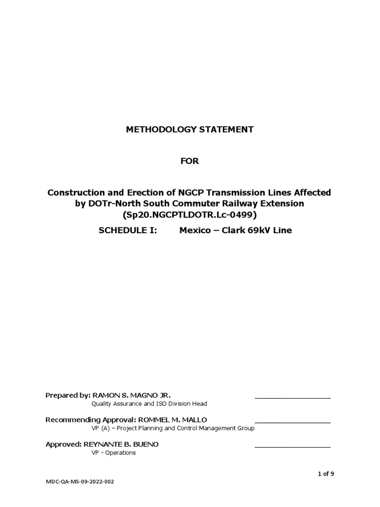 HTCI - METHOD STATEMENT-Foundation & Erection Works of Steel Poles | PDF | Concrete | Road