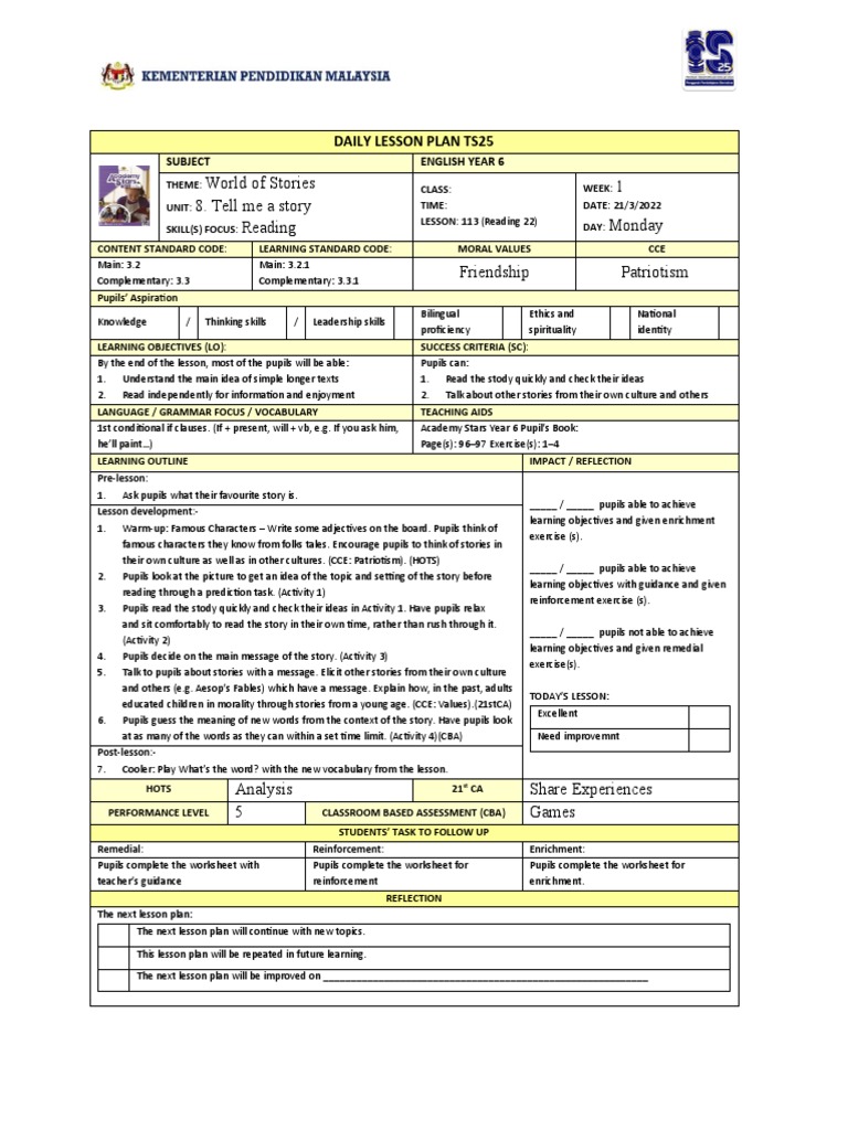 BI Y6 LP TS25 (Unit 8 - Tell Me A Story - LP 113-128) | PDF | Lesson ...