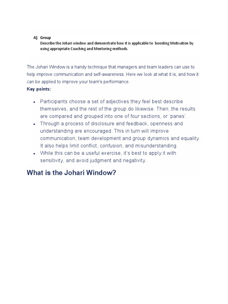 Johari Window | PDF | Leadership | Communication