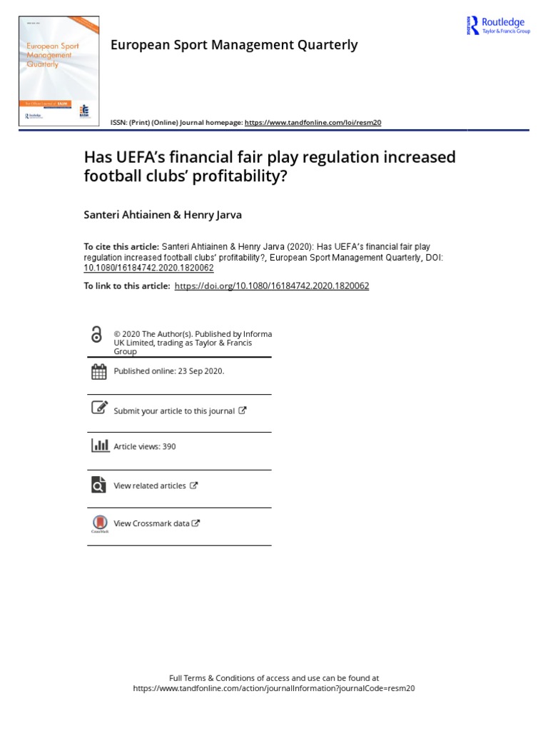 2020 - Has UEFA Financial Fair Play Regulation Increased Football Clubs Profitability PDF | PDF ...