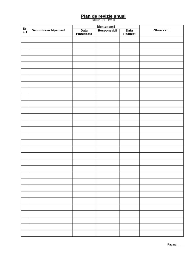 Grafic Revizie Echipamente PDF | PDF