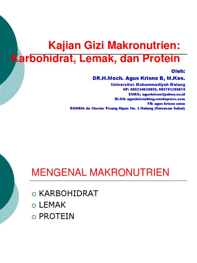 2-Kajian Gizi Makronutrien - Karbohidrat, Lemak, Protein | PDF
