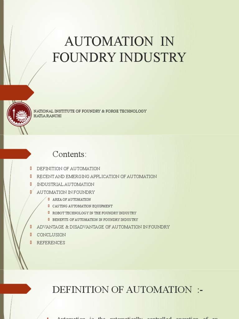 Seminar PPT Automation | PDF | Automation | Casting (Metalworking)