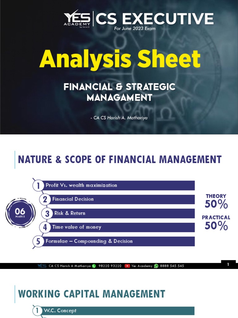 CS - Exe - FSM - Analysis Sheet | PDF | Capital Budgeting | Capital Structure