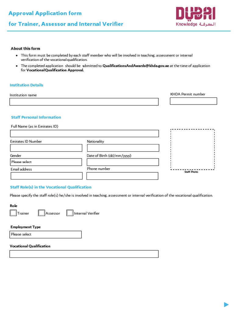 KHDA Approval Application for Trainers | PDF | Identity Document