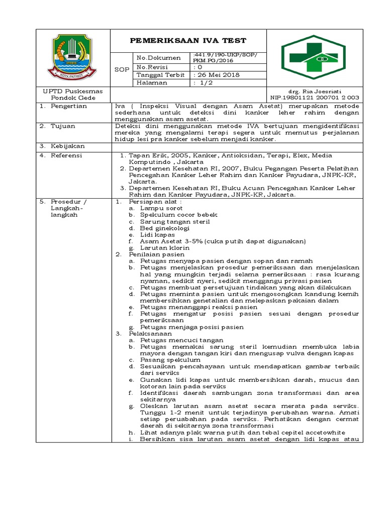 FORMAT SOP IVA TEST | PDF