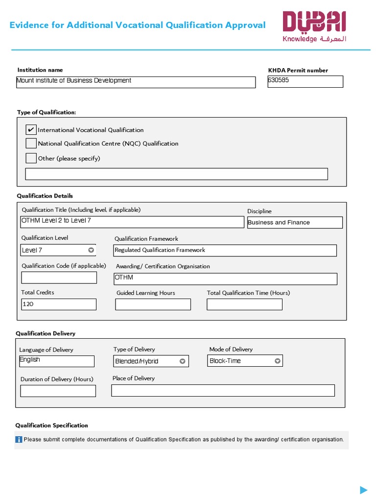 KHDA Approval Process for Vocational Qualifications | PDF ...