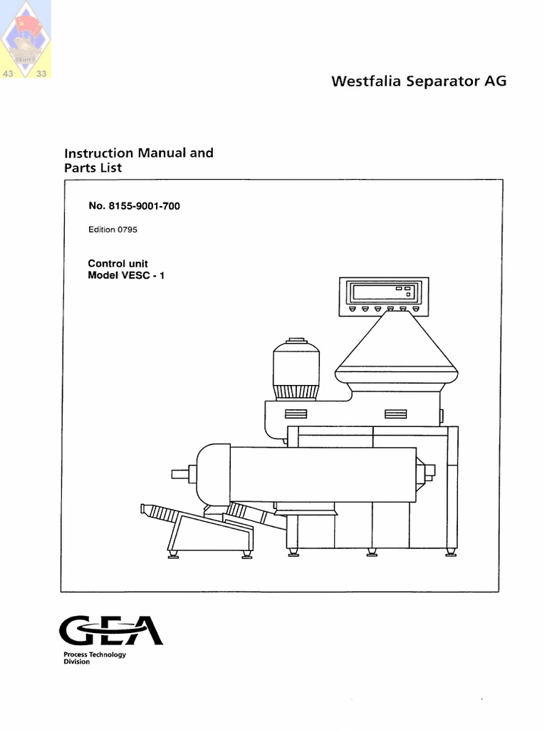 1D Separators Westfalia Osa 7-02-066 Vesc-1 84 | PDF | Screw | Relay