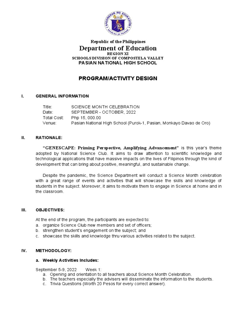 Activity-Design Final | PDF | Science | Learning