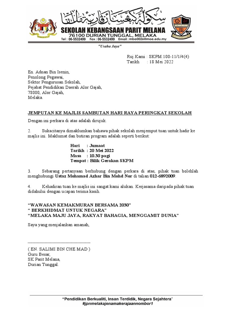 Surat Jemputan PPD Hari Raya 2022 | PDF