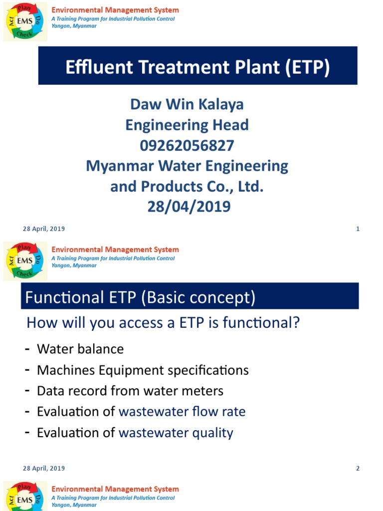 H&M - ETP - Training Outlines - Final - R4 - 190419 | PDF | Sewage ...