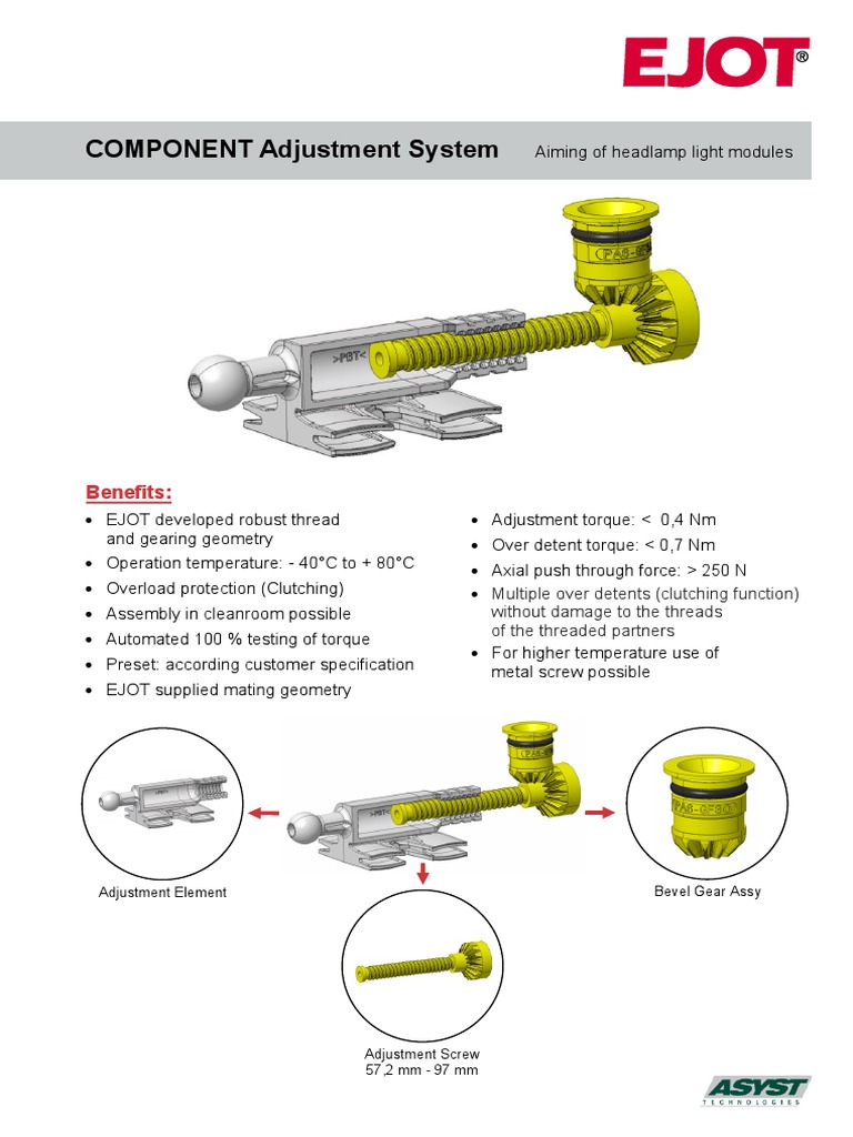 EJOT ASYST Component System Flyer 10.17 | PDF | Gear | Screw