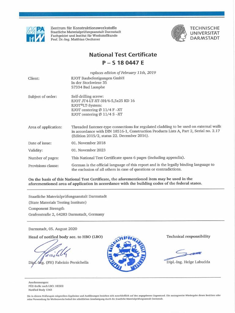 EJOT Abp P s180447 Self Drilling Screw jt4 LT XT 3h LT System EN | PDF