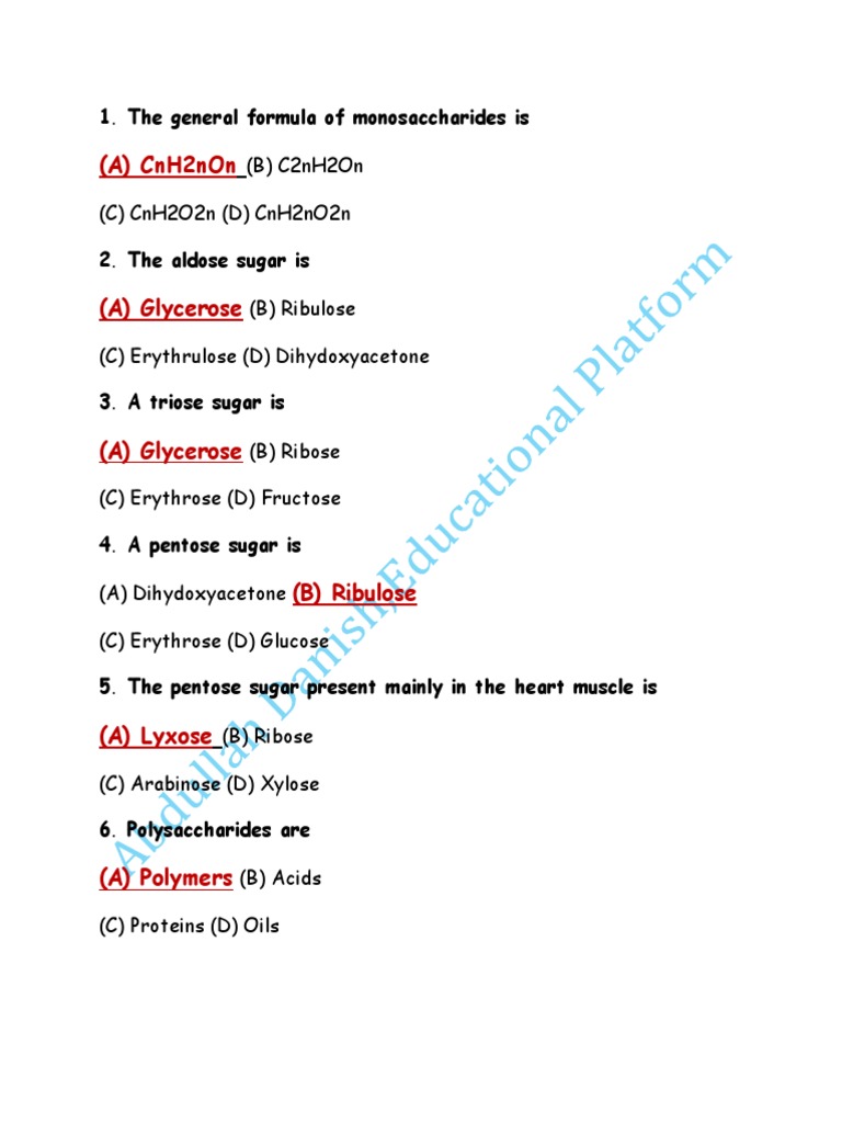 Biochemistry MCQs for Nursing Students | PDF | Amino Acid | Molecular ...