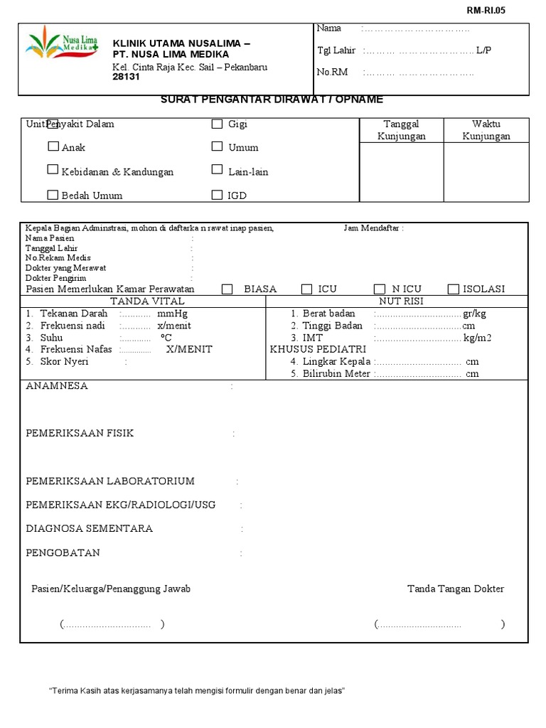 RM 5 Perintah Ri Opname | PDF