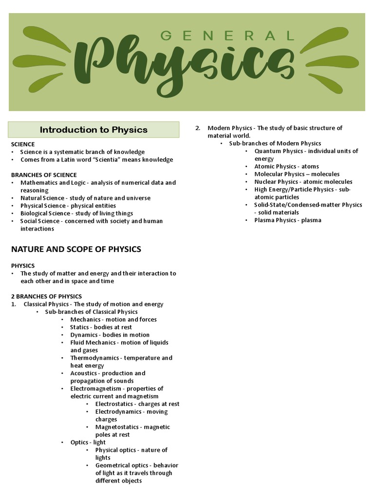 General Physics g12 Reviewer | PDF | Physics | Force