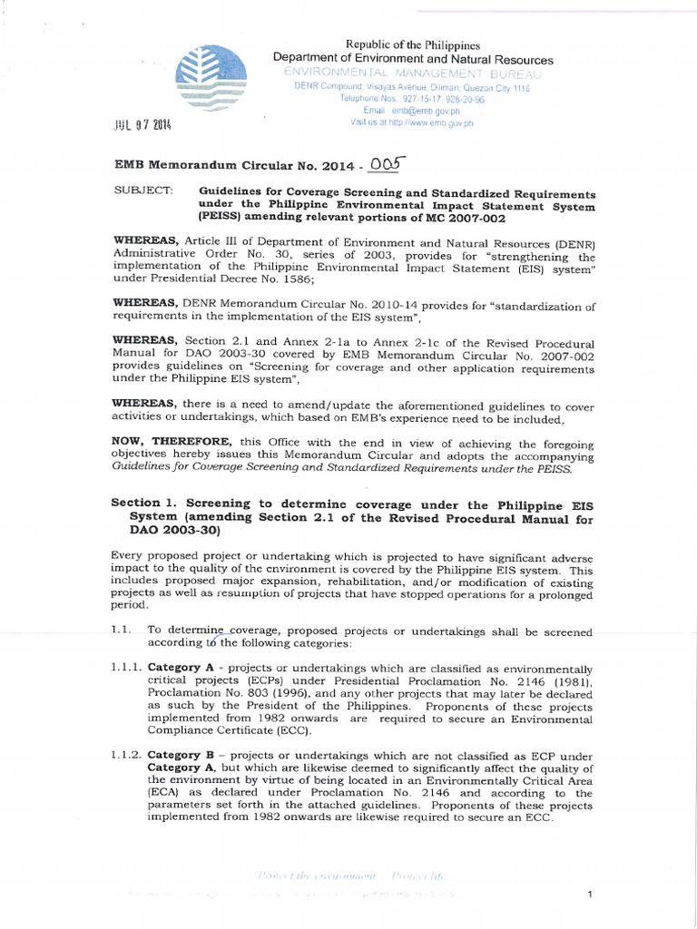 EMB MC 2014-005 Thresholds PDF | PDF