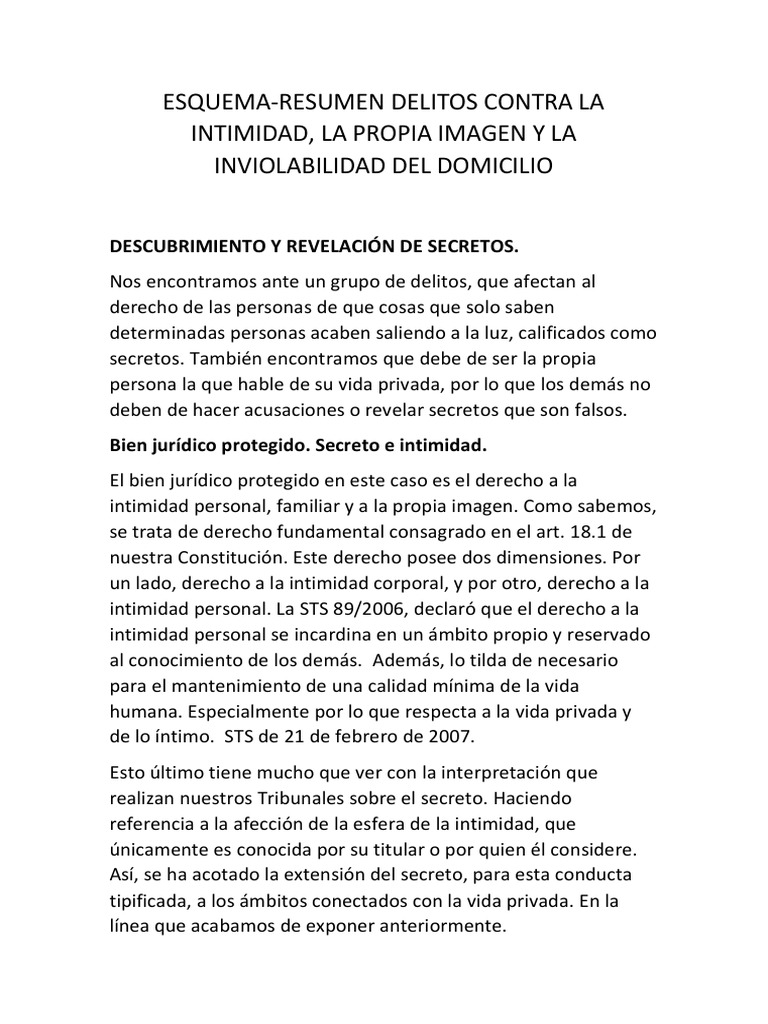Delitos Contra La Intimidad | PDF | Derecho penal | Intención (Derecho Penal)