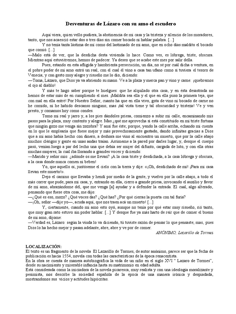 U 18 19 El Lazarillo | PDF